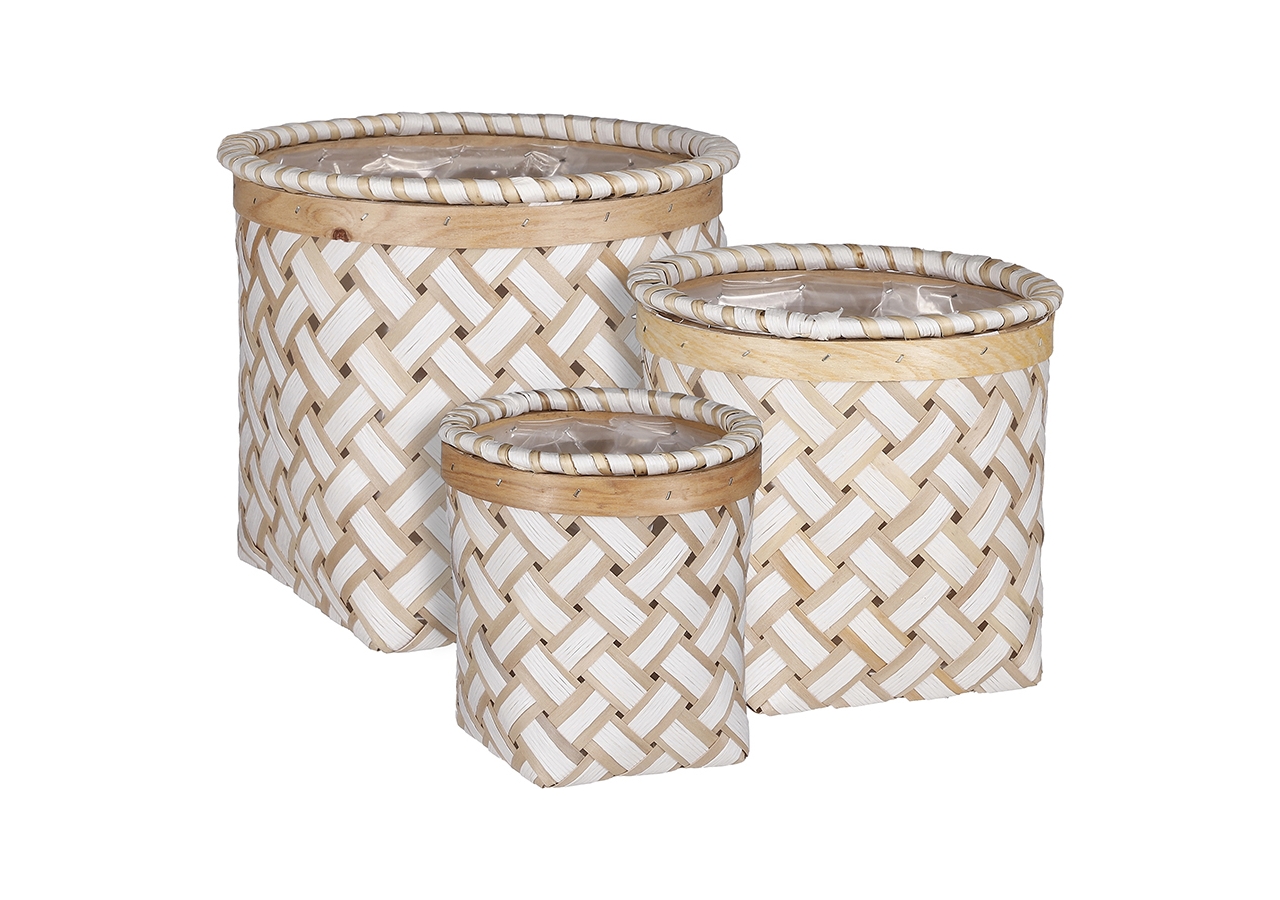 Cesto tondo in rattan bianco